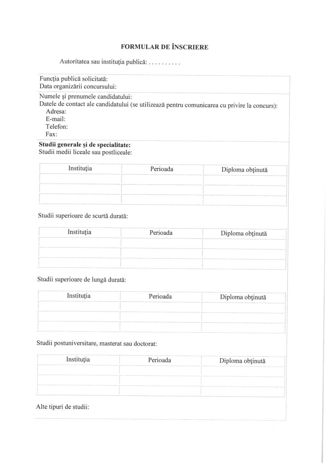 Formulare tip - COMUNA ADÂNCATA